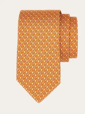 FERRAGAMO Ferragamo Equestrian Print Neck Tie Orange