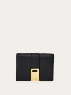 FERRAGAMO Hug Compact Two-tone Wallet - Black