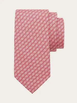 FERRAGAMO Ferragamo Woven Print Silk Tie Red