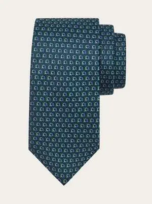 FERRAGAMO Gancini Jacquard Neck Tie Green