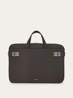 FERRAGAMO Briefcase With Hug Buckle - Brown