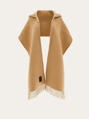 FERRAGAMO Hybrid Hooded Stole - Beige