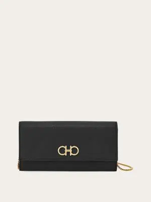 FERRAGAMO Gancini Wallet With Chain - Black
