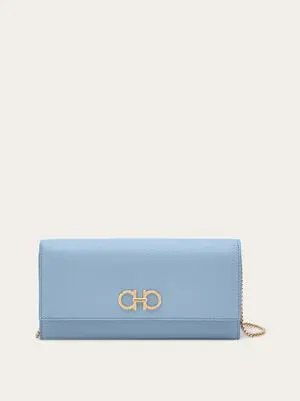 FERRAGAMO Gancini Wallet With Chain Blue