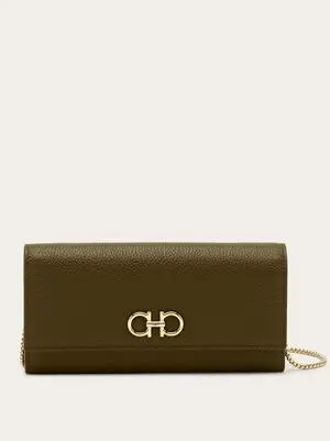 FERRAGAMO Gancini Wallet With Chain Green