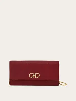 FERRAGAMO Gancini Wallet With Chain Red