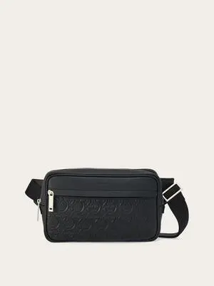 FERRAGAMO Embossed Gancini Belt Bag - Black