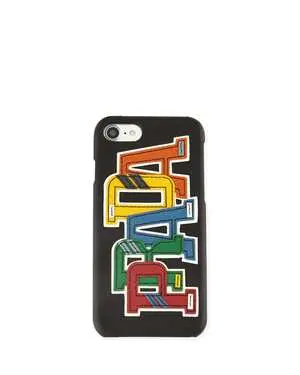 Prada Saffiano Logo Patch Iphone 7 Case - Black