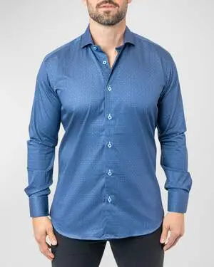 MACEOO Einstein Stamped Sport Shirt - Blue
