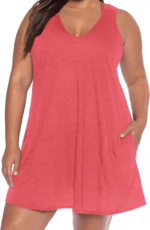 BECCA By Rebecca Virtue Breezy Basics Slub Jersey Cover-up Dress - Paprika