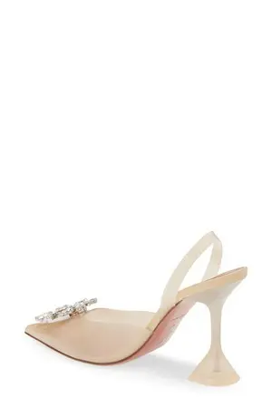 Amina Muaddi Begum Pointed Toe Slingback Pumps - Vanilla