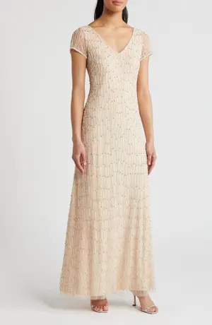 Pisarro Nights Beaded Gown - Blush 610