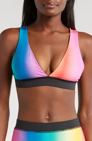 TOMBOYX Reversible Plunge Bikini Top - Melting Rainbow