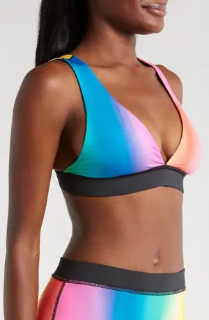TOMBOYX Reversible Plunge Bikini Top - Melting Rainbow