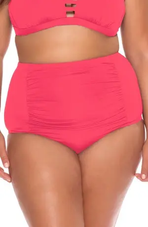 BECCA By Rebecca Virtue High-waisted Bikini Bottom - Geranium