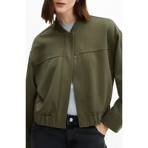 Mango Seamed Knit Bomber Jacket - Khaki