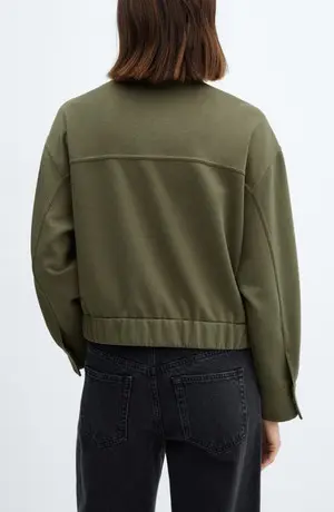 Mango Seamed Knit Bomber Jacket - Khaki