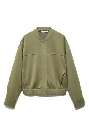 Mango Seamed Knit Bomber Jacket - Khaki