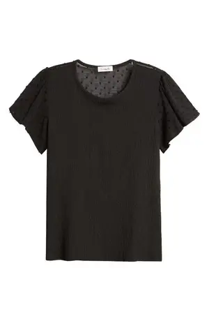 Loveappella Clip Dot Smocked Top - Black