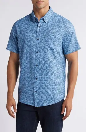 Travis Mathew Country Mile Short Sleeve Button-up Shirt Quiet Harbor