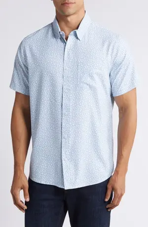 Travis Mathew Country Mile Short Sleeve Button-up Shirt - White