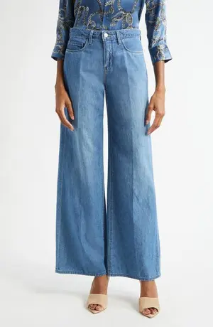 Women's Faded High Waist Wide Leg Jeans