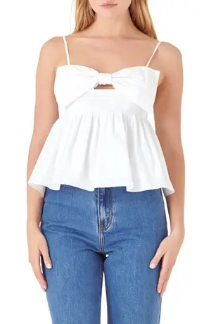 English Factory Bow Peplum Camisole - White