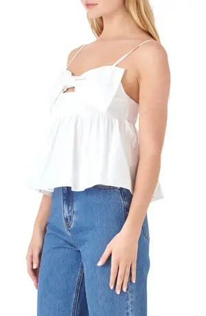 English Factory Bow Peplum Camisole - White