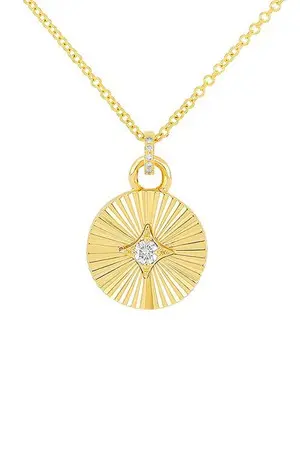 Ef Collection 14k Gold Fluted Diamond Disc Pendant Necklace - 14k Yellow Gold