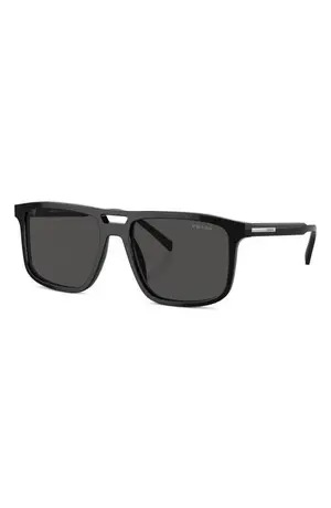 Prada 58mm Rectangular Sunglasses - Black/ Grey