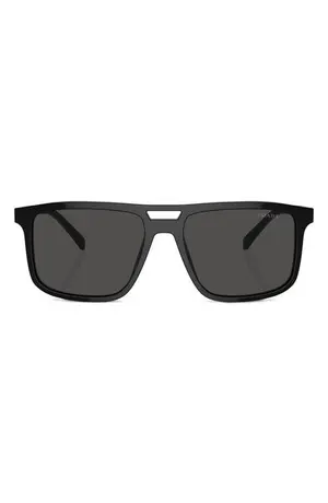 Prada 58mm Rectangular Sunglasses - Black/ Grey