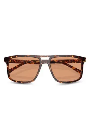 Prada Prada 58mm Rectangular Sunglasses Brown/ Orange