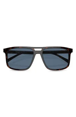 Prada Prada 58mm Rectangular Sunglasses Brown/dark Blue