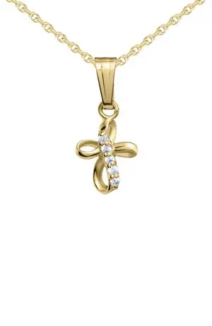 MIGNONETTE 14k And Cubic Zirconia Cross Pendant Necklace - Gold