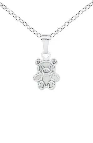 MIGNONETTE Sterling And Mother-of-pearl Teddy Bear Pendant Necklace - Silver
