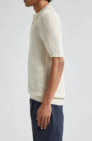 Thom Sweeney Bourette Silk Polo Sweater