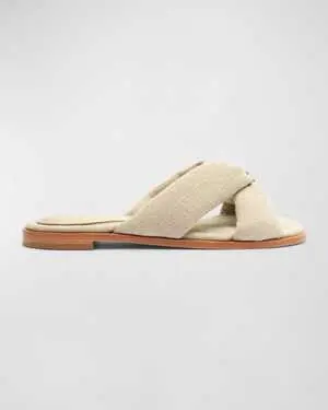Schutz Fairy Puffer Crisscross Slide Sandals - Beige
