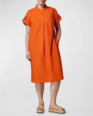 Marina Rinaldi Plus Size Grazia Cotton Poplin Midi Shirtdress - Tangerine