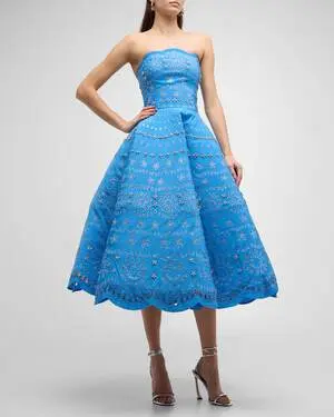 sachin and babi light blue dress Self-Portrait Organza Lace Tiered Midi Dress