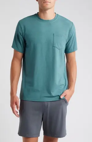 FREE FLY Flex Performance Pocket T-shirt - Heather Sea Pine