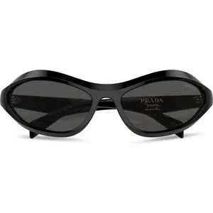 Prada 63mm Oversized Oval Sunglasses - Dark Grey