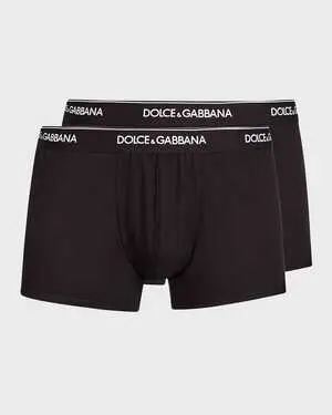 Dolce & Gabbana Men & Apos;s Logo Band 2-pack Boxer Briefs Black