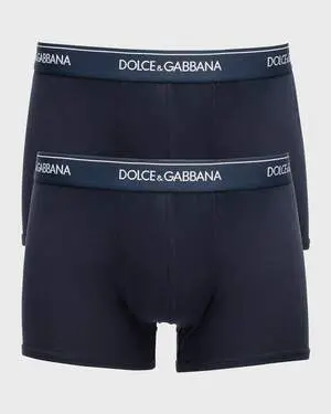 Dolce & Gabbana Men & Apos;s Logo Band 2-pack Boxer Briefs Dark Blue