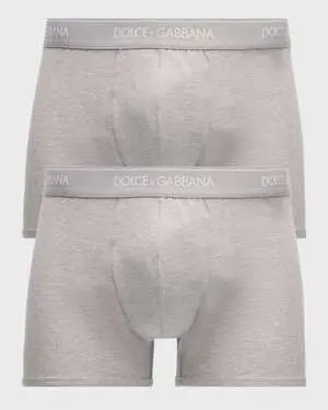 Dolce & Gabbana Men & Apos;s Logo Band 2-pack Boxer Briefs Melange Grey
