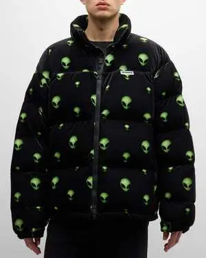 Vetements Men's Velvet Alien Head Puffer Jacket - Extraterrestrial