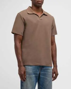 FRAME Men & Apos;s Jacquard Polo Shirt Soft Mocha