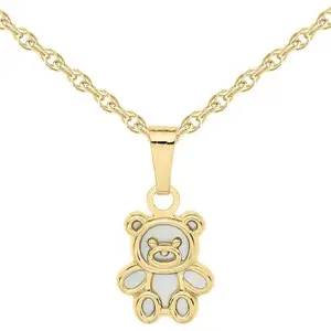 MIGNONETTE 14k & Mother-of-pearl Teddy Bear Pendant Necklace - Gold