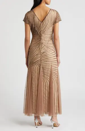 Pisarro Nights Beaded Gown - Beige