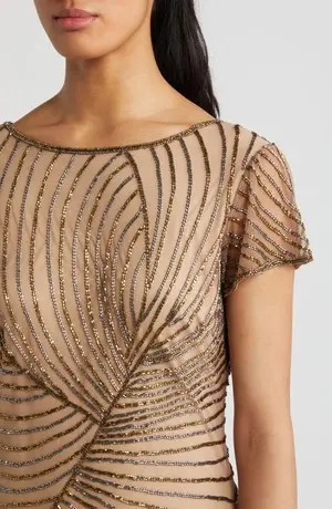 Pisarro Nights Beaded Gown - Beige