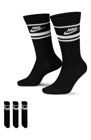 Nike 3-pack Dri-fit Everyday Essentials Crew Socks - Black/ White
